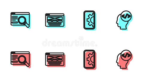 set line web development ui or ux design and front end icon vector stock illustration