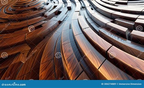 Abstract Sculptural Wooden Wall Wavy Wood Cladding Original Wooden Texture Background Stock