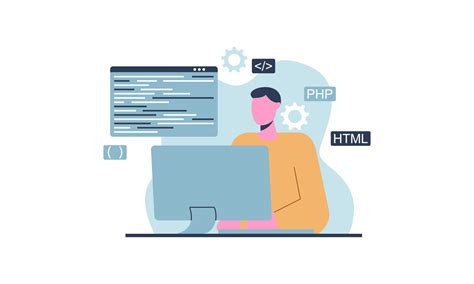 Man Programmer Is Working On His Laptop Coding And Programming