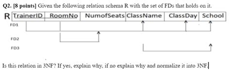 Solved Q2 8 Points Given The Following Relation Schema R