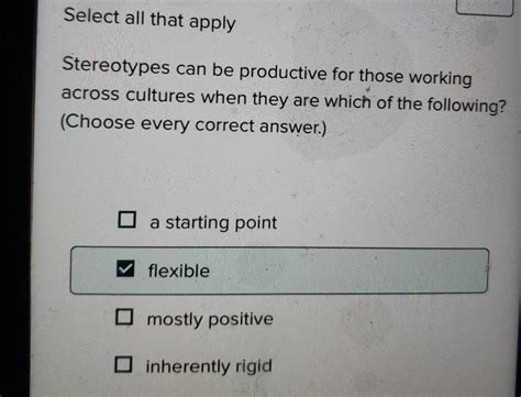 Solved Select All That Applystereotypes Can Be Productive