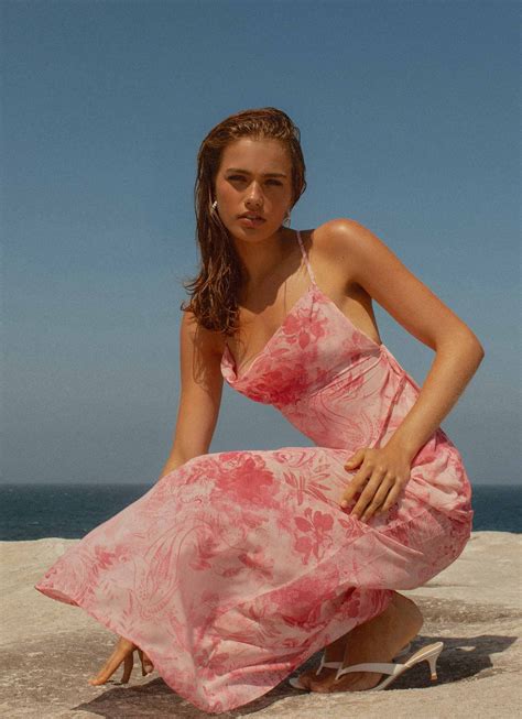 Tara Maxi Dress Pink Print Peppermayo Us