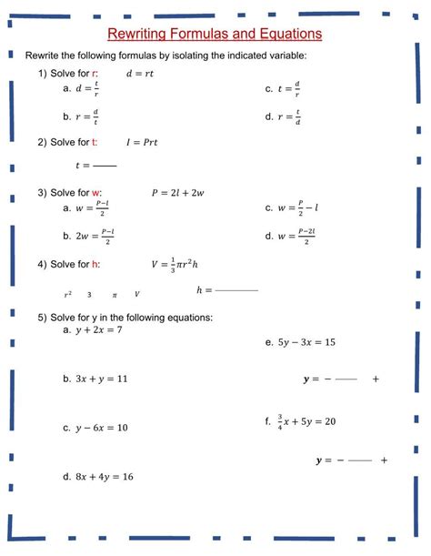 Rewriting Formulas And Equations Online Exercise For Live Worksheets Worksheets Library