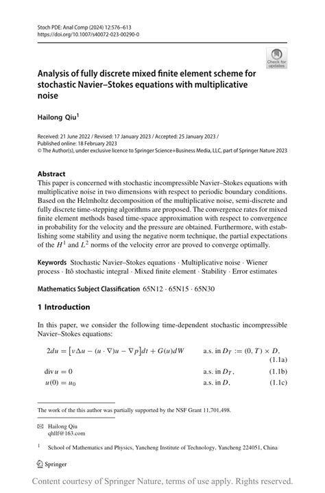Analysis Of Fully Discrete Mixed Finite Element Scheme For Stochastic Navierstokes Equations