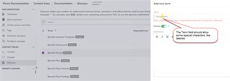 Glossary Term Field Should Allow Some Special Characters Voters Document360