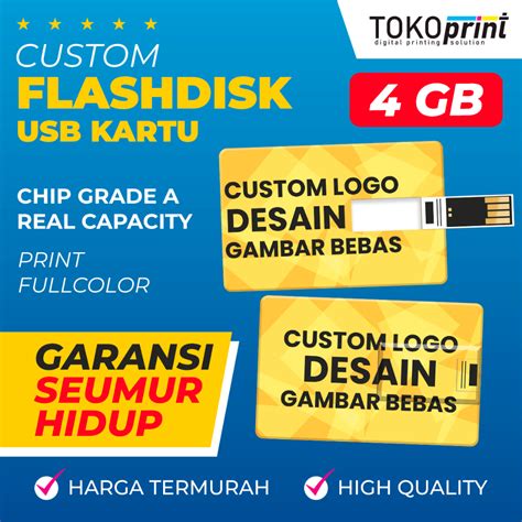 Custom Print Usb Flash Disk 4gb Card Flashdisk Id Card Souvenir Unit Shopee Malaysia
