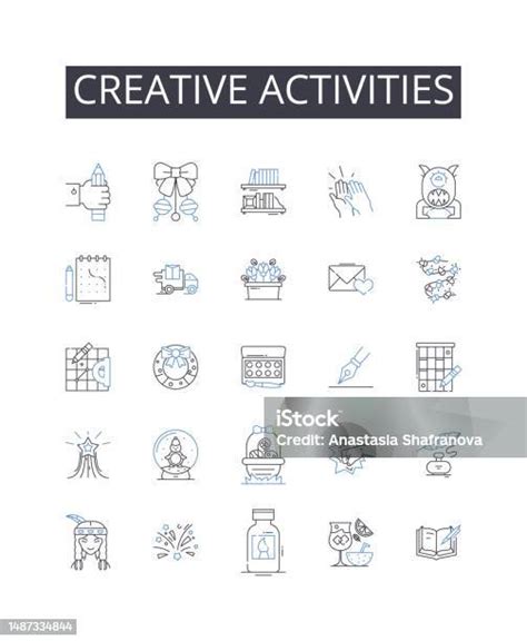 창작 활동 라인 아이콘 모음입니다 적성 능숙함 숙련도 능력 손재주 전문 지식 기교 벡터 및 선형 일러스트레이션 숙달 재능 능력