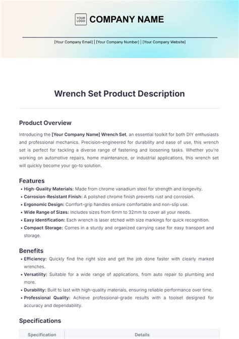 Free Product Description Templates And Examples Edit Online And Download