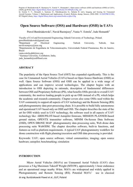 Open Source Software Oss And Hardware Osh In Uavs 56377 Pdf Operating