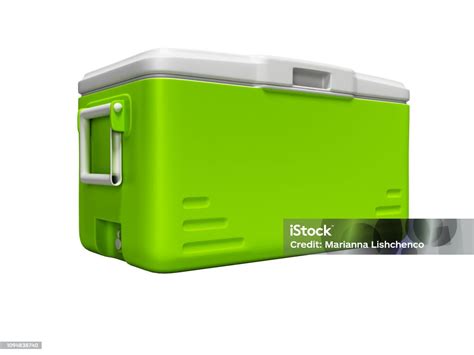 음료에 대 한 녹색 휴대용 냉장고 절연 흰색 배경에서 3d 렌더링 그림자 가방에 대한 스톡 사진 및 기타 이미지 가방 깊은 냉동실 Istock