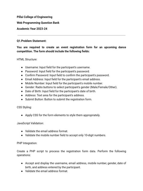 wp lab prac exam question bank pdf html java script