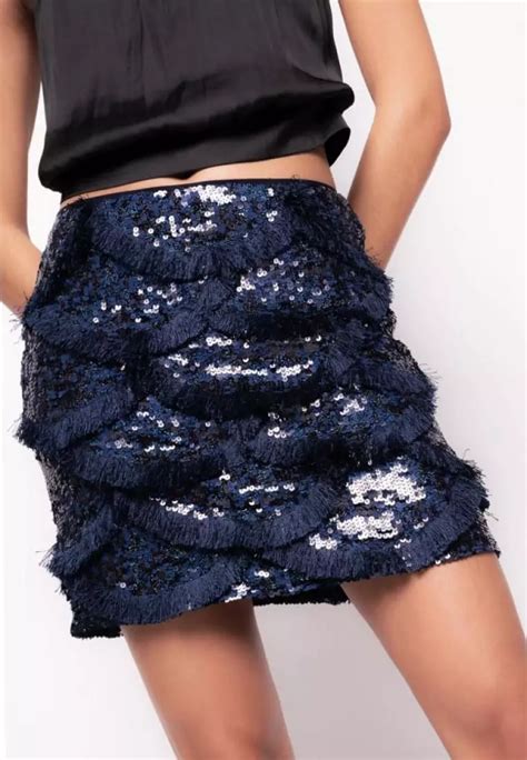 Buy Pinko Fully Sequinned Mini Skirt With Fringe Online Zalora Malaysia