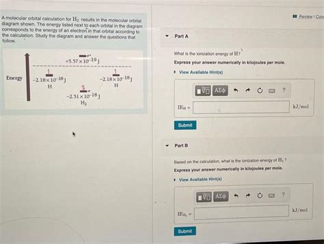 Solved H Review Icons A Molecular Orbital Calculation For H2