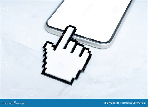 Pixelated Pointer Cursor Shape Touches A Phone Screen Stock Photo Image Of Shape Screen