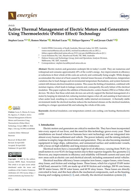 Pdf Active Thermal Management Of Electric Motors And Generators Using