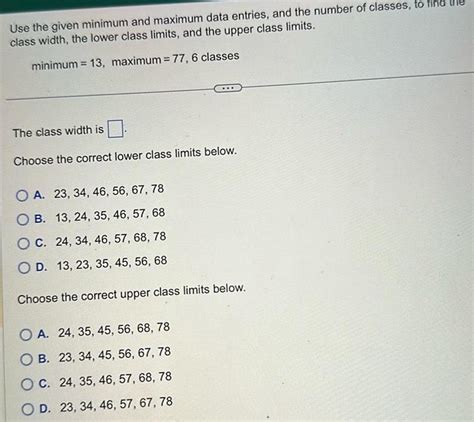 Answered Use The Given Minimum And Maximum Data Entries And The Kunduz