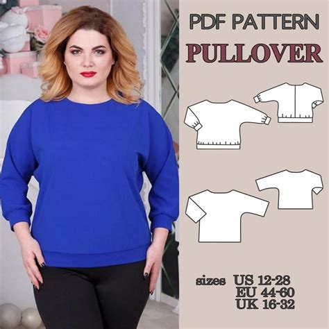 Sweater Sewing Pattern Sweatshirt Pattern Women Plus Size Pdf Sewing