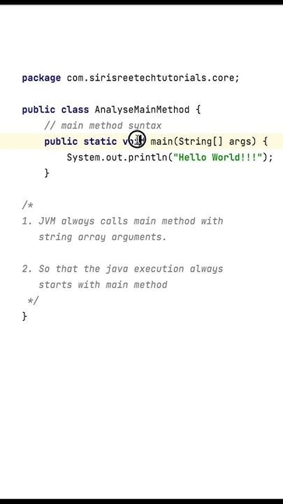 Understanding Main Method In Detail Program Javaclass Coding