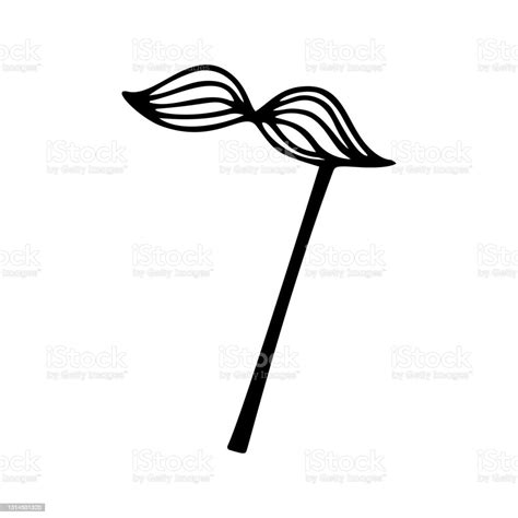 낙서 스타일의 스틱에 단일 요소 콧수염 낙서 벡터 일러스트레이션 이벤트에 소품 인사말 카드 포스터 스티커 및 계절 디자인에 대한 귀여운 요소 흰색 배경에 격리