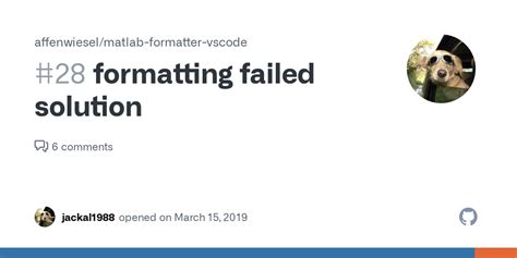 Formatting Failed Solution · Issue 28 · Affenwieselmatlab Formatter