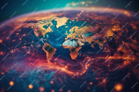 Premium Photo Global Network Connection World Map Abstract Technology Background