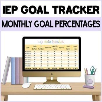 IEP Goal Digital Data Tracker With Monthly Average Percentages Digital Editable