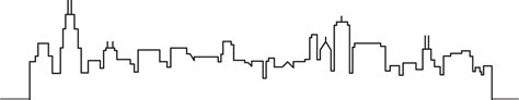 Modern Cityscape Skyline Outline Drawing PNG