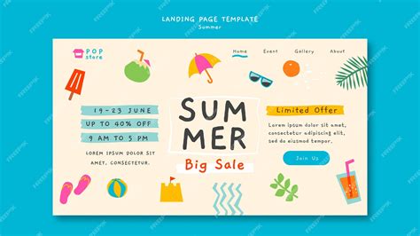 여름 휴가 방문 페이지 템플릿 무료 Psd 파일