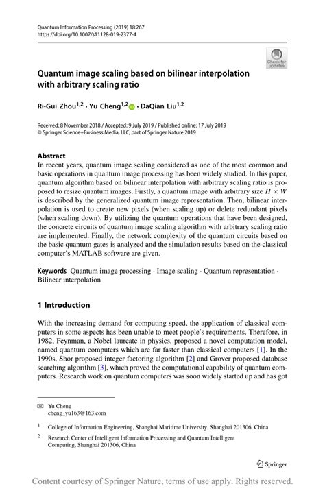 Quantum Image Scaling Based On Bilinear Interpolation With Arbitrary