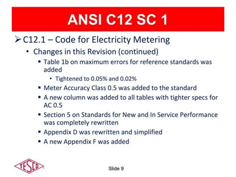 Ansi Standard And Recent Updates That Affect Metering Ppt