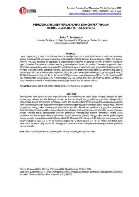 Contoh Soal Program Linier Metode Simpleks 3 Variabel Contoh Soal Cerita Metode Simplex