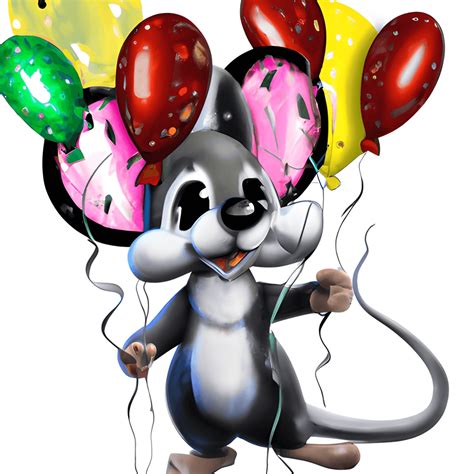 Clipart Mikey Mouse Con Palloncini Su Sfondo Bianco Iper Realistico · Creative Fabrica