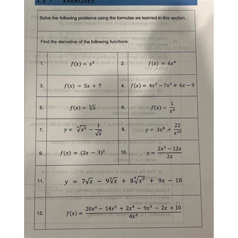 Solved Solve The Following Problems Using The Formulas We