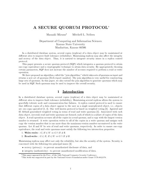 Pdf A Secure Quorum Protocol