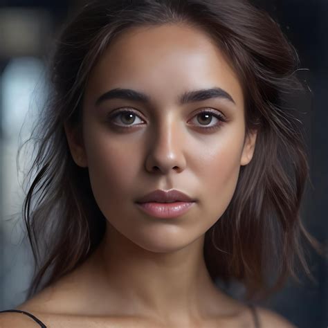 Cinematic Look Of A Serious Girl Looking At The Viewer Premium Ai