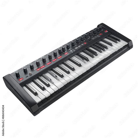 Compact Midi Keyboard Controller With Performance Controls Black And White Keys And Various