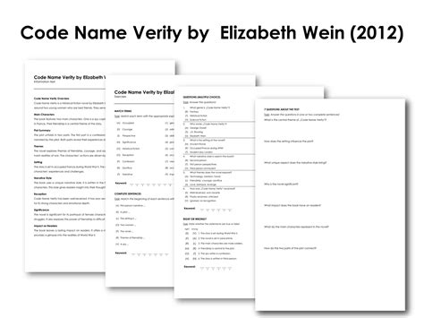 Code Name Verity By Elizabeth Wein 2012 Made By Teachers