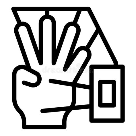 Hand Identification Icon Outline Vector Scan Fingerprint Stock Vector