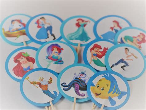 Princess Ariel Cupcake Toppers Ariel Cupcake Picks Or Etsy
