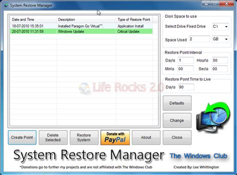 Manage System Restore On Windows
