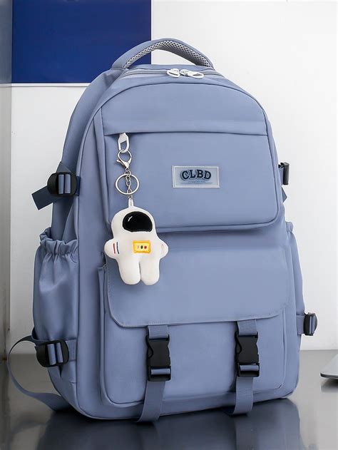 Azul Collar poliamida Liso Mochila clásica Embellished Bolsas de niños Stylish School Bags Cute
