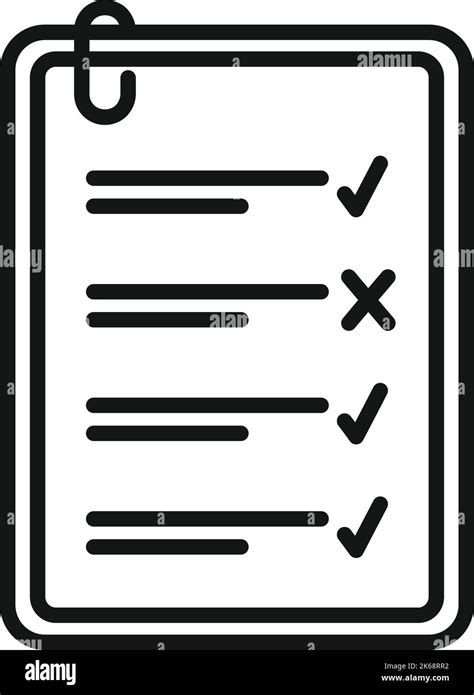 Survey Test Icon Outline Vector Answer Paper Check Form Stock Vector