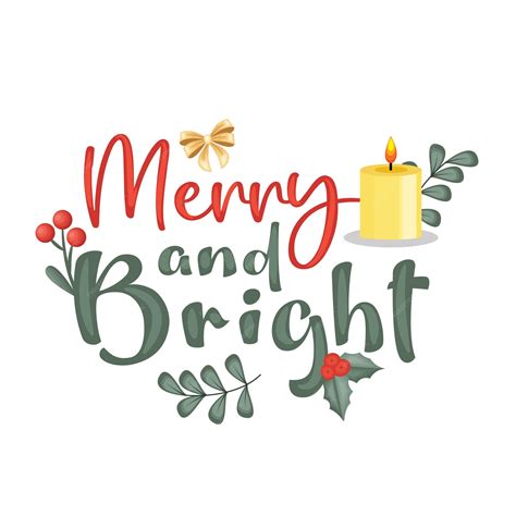 Premium Vector Merry And Bright Graphic Design With Christmas Decorations