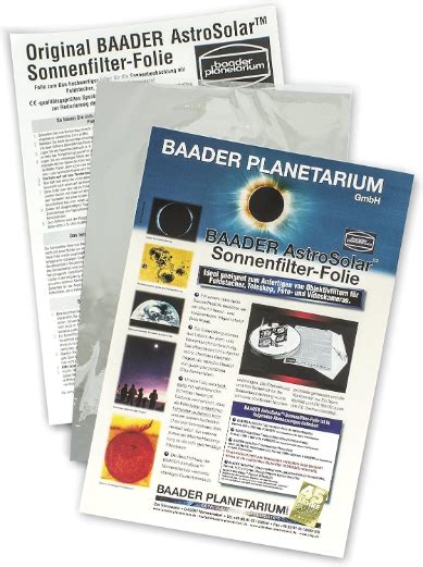 Lámina Filtro Solar Baader Nd 5 0 A4 20x29cm Ideal Para Observación