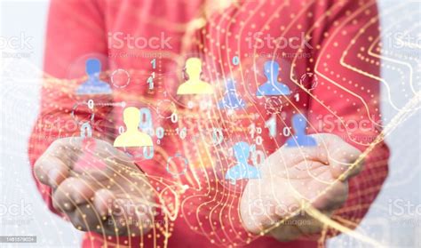 3d 렌더링 지구 네트워크 아이콘 홀로그램을 사용하는 사업가 손 가리키기에 대한 스톡 사진 및 기타 이미지 가리키기 가상