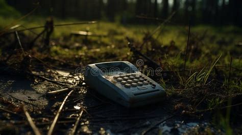 Abandoned Phone In Muddy Ground A Forestpunk Encounter Stock