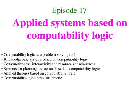 Ppt Applied Systems Based On Computability Logic Powerpoint