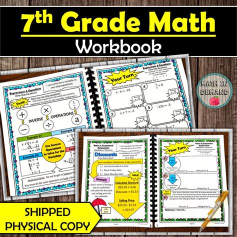 7th Grade Math Workbook Etsy