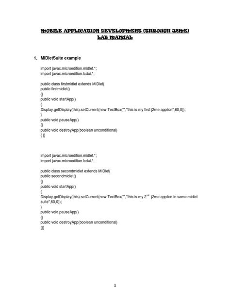 midletsuite example mobile application development through j2me lab
