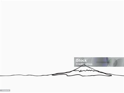 벽지 라벨 배너 포장 등 벡터 디자인에 대한 흰색 배경에 일본의 검은 색 간단한 유치한 연속 손으로 그린 라인 아트 후지 산 0명에 대한 스톡 벡터 아트 및 기타 이미지